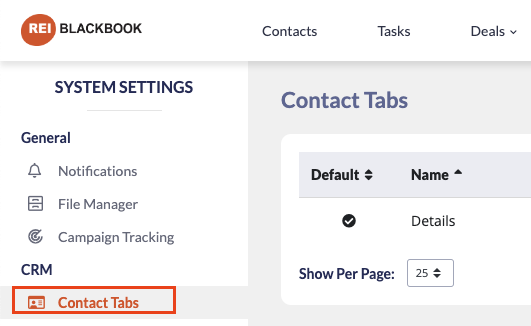 Create New Contact Tabs – REI BlackBook